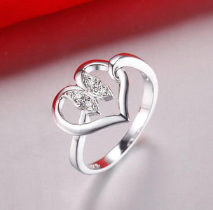 Love Heart Sterling Silver Butterfly Ring — Kirijewels.com