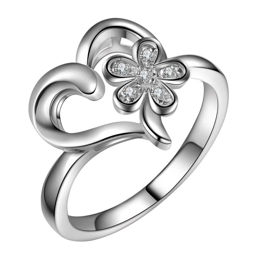 Love Heart Flower Sterling Silver Ring — Kirijewels.com