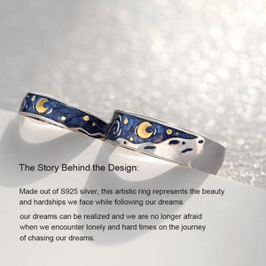 Genuine Van Gog's Enamel 925 Silver Moon Ring — Kirijewels.com