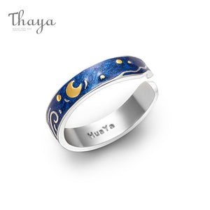 Genuine Van Gog's Enamel 925 Silver Moon Ring — Kirijewels.com