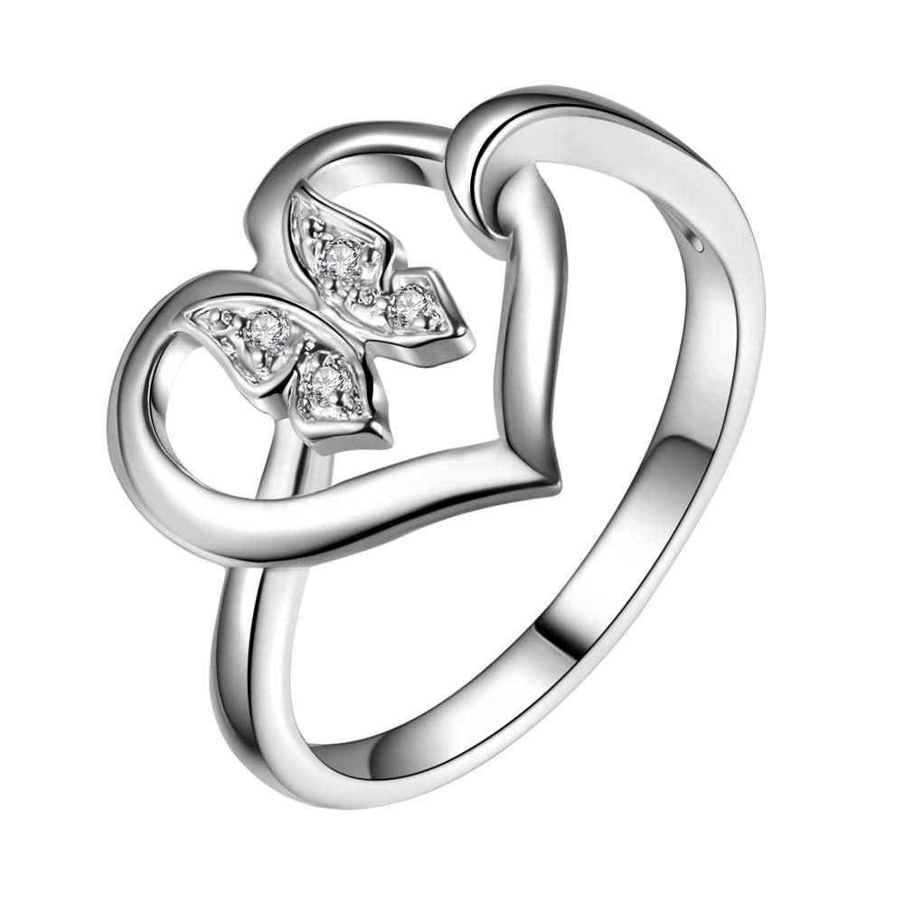 Love Heart Sterling Silver Butterfly Ring — Kirijewels.com